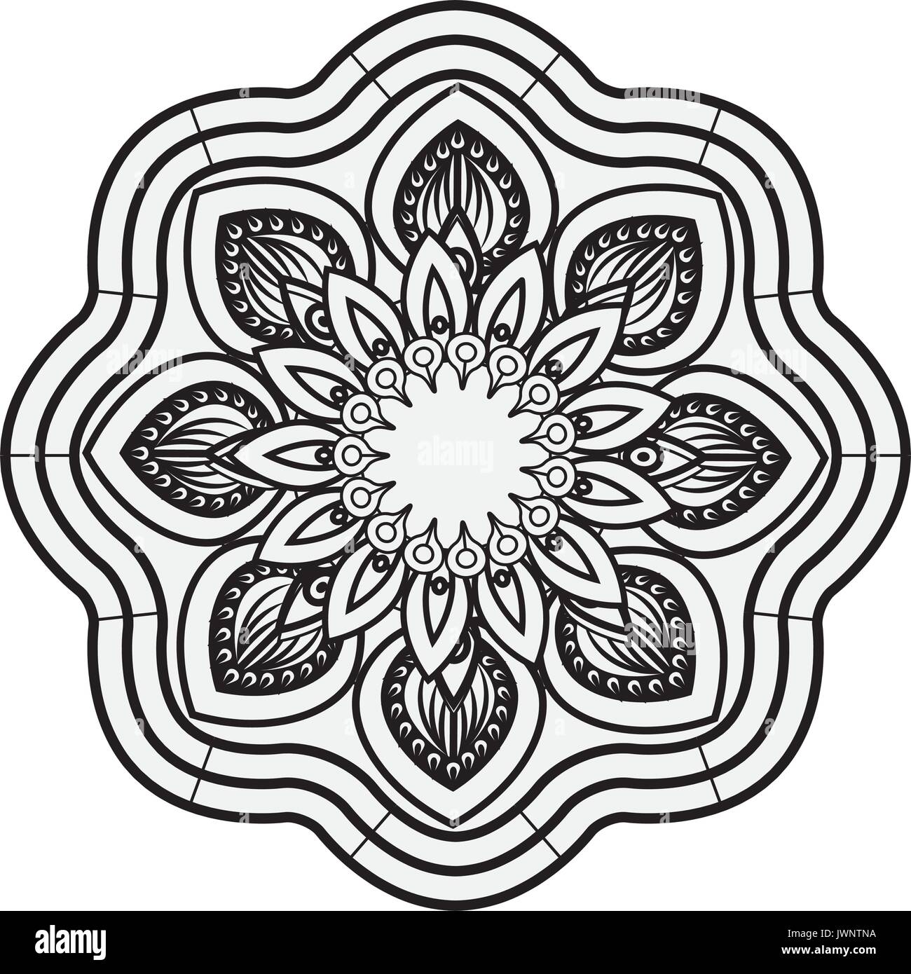 Mandala spiritual symbol over white background vector illustration ...