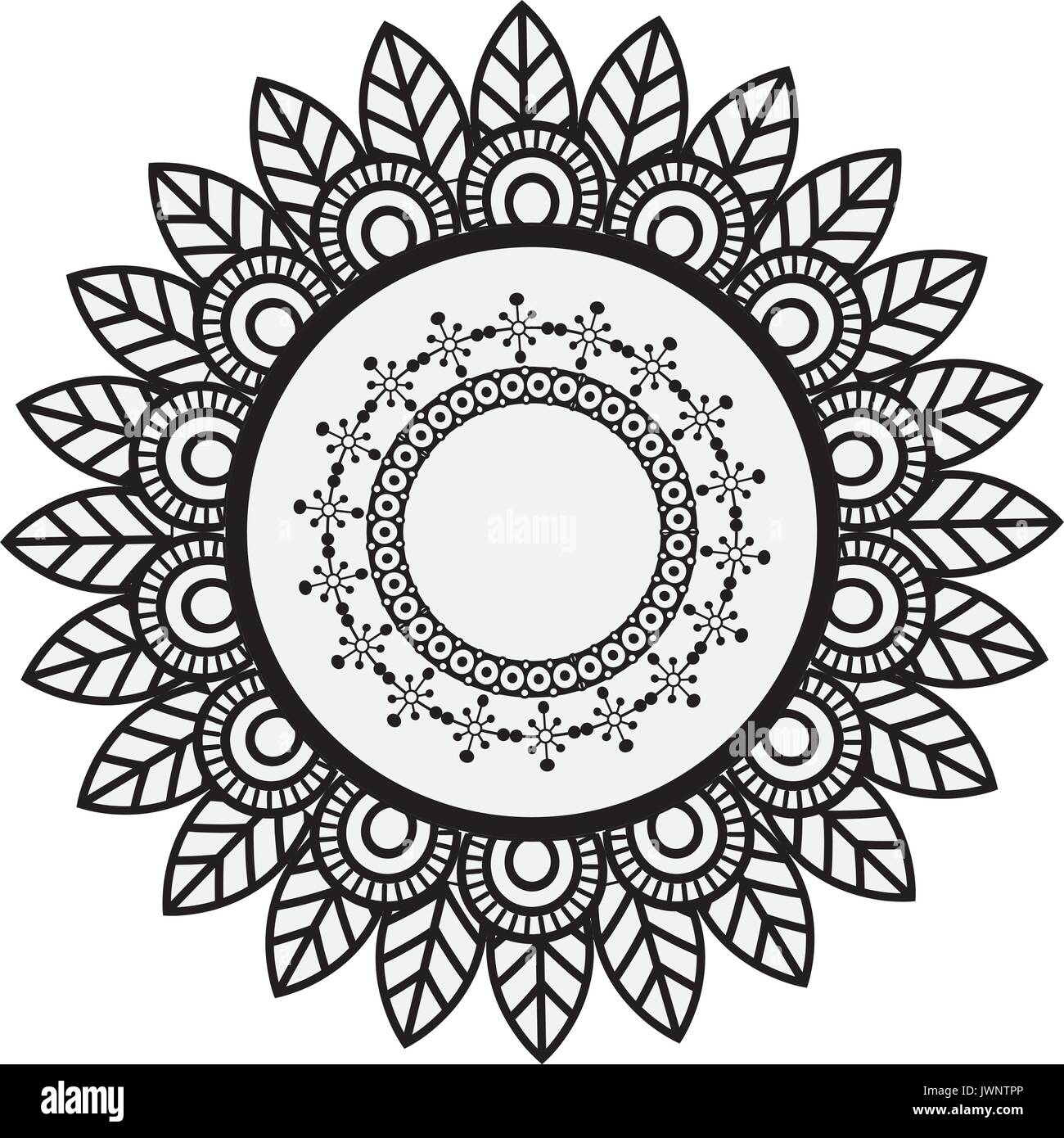 Mandala spiritual symbol over white background vector illustration ...