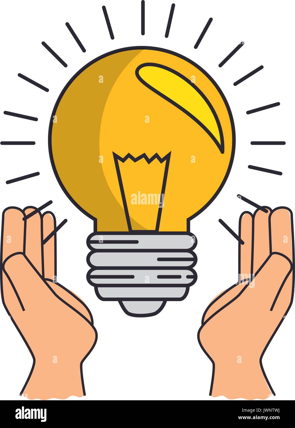 hands with light bulb icon over white background vector illustration ...