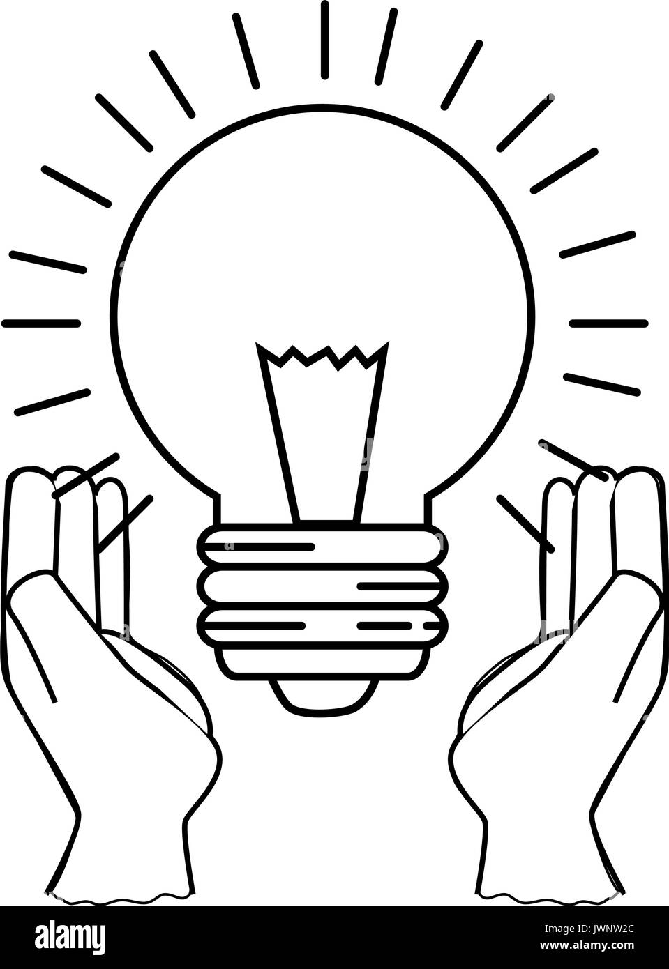 hands with light bulb icon over white background vector illustration ...