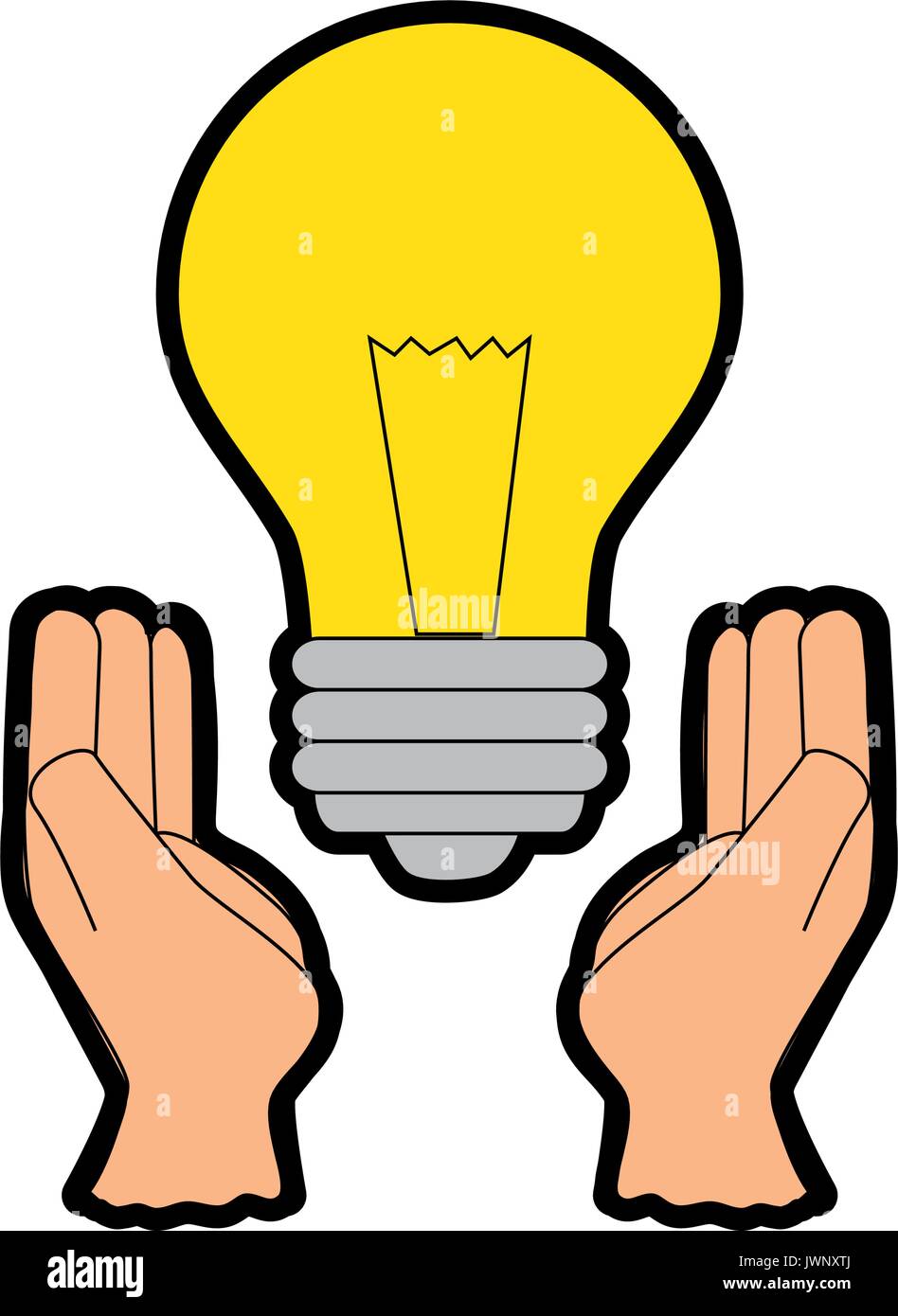 hands with light bulb icon over white background vector illustration ...