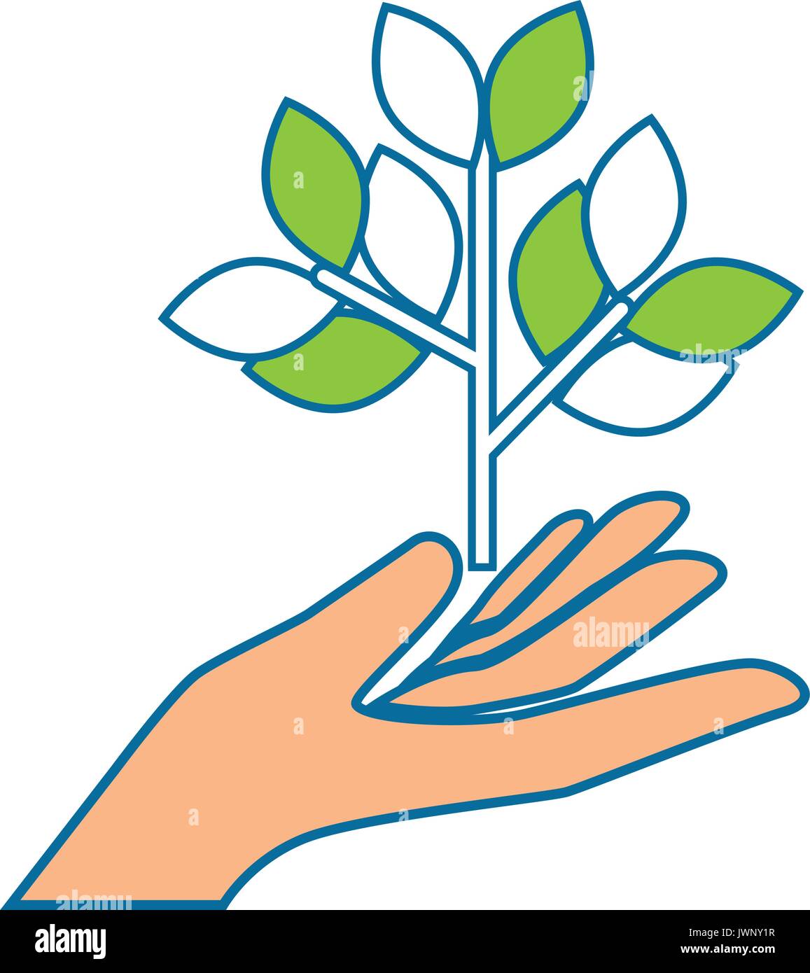 hand holding a plant icon over white background vector illustration ...