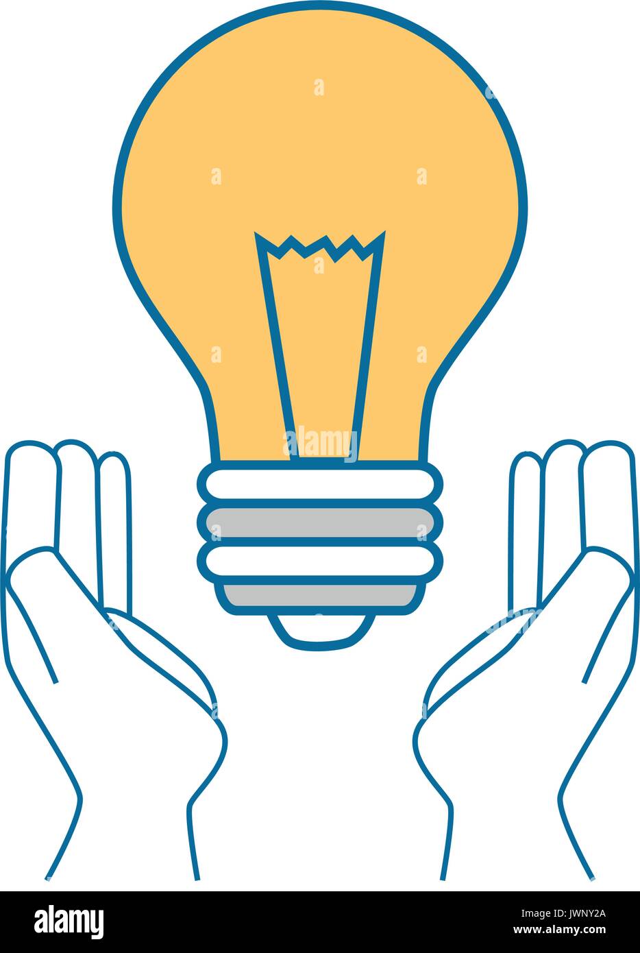 hands with light bulb icon over white background vector illustration ...