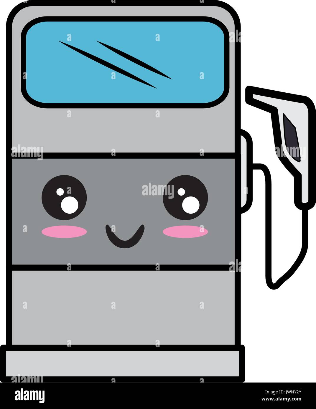 kawaii gas pump icon over white background vector illustration Stock ...