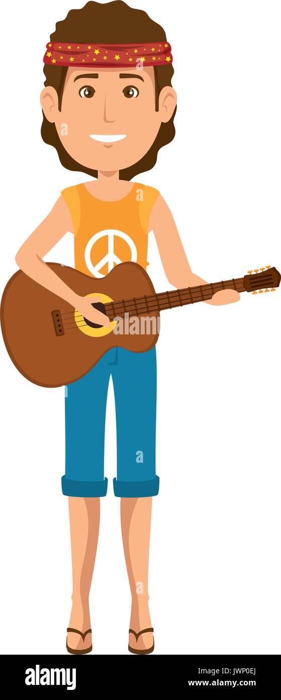 Hippie man cartoon icon vector illustration graphic design Stock Vector ...
