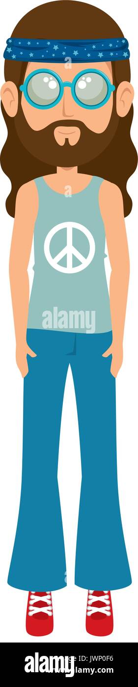 Hippie man cartoon icon vector illustration graphic design Stock Vector ...