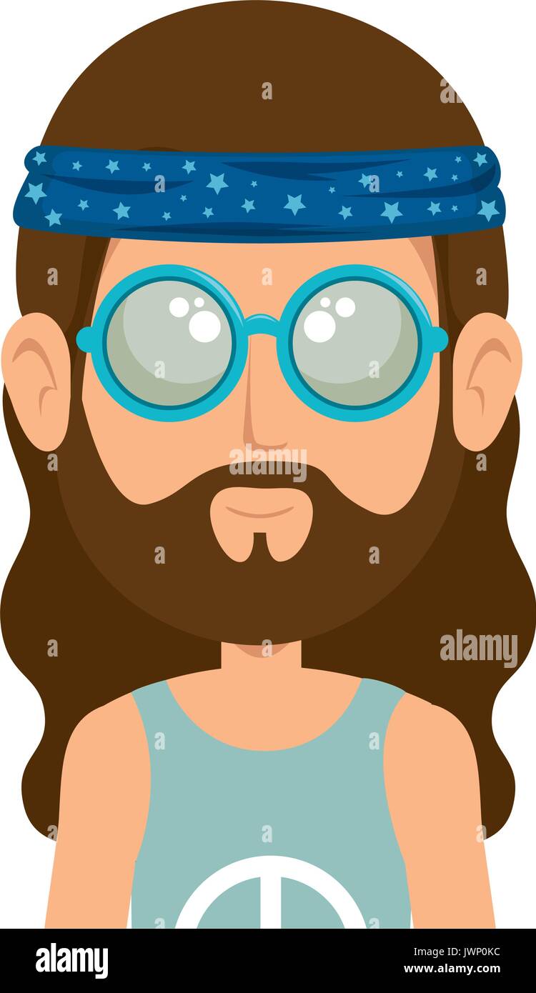 Hippie man cartoon icon vector illustration graphic design Stock Vector ...