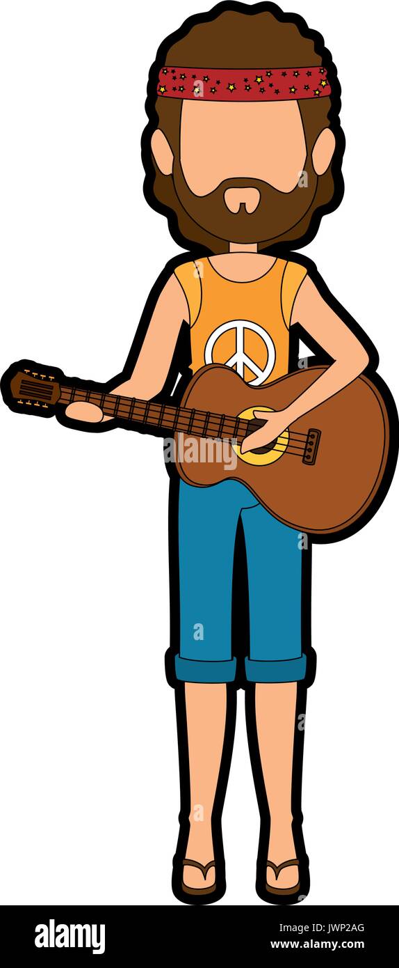 Hippie man cartoon icon vector illustration graphic design Stock Vector ...