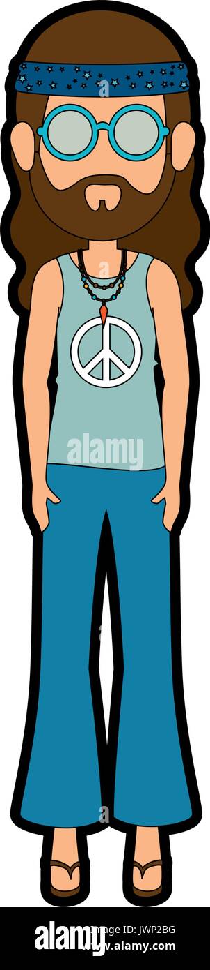 Hippie man cartoon icon vector illustration graphic design Stock Vector ...