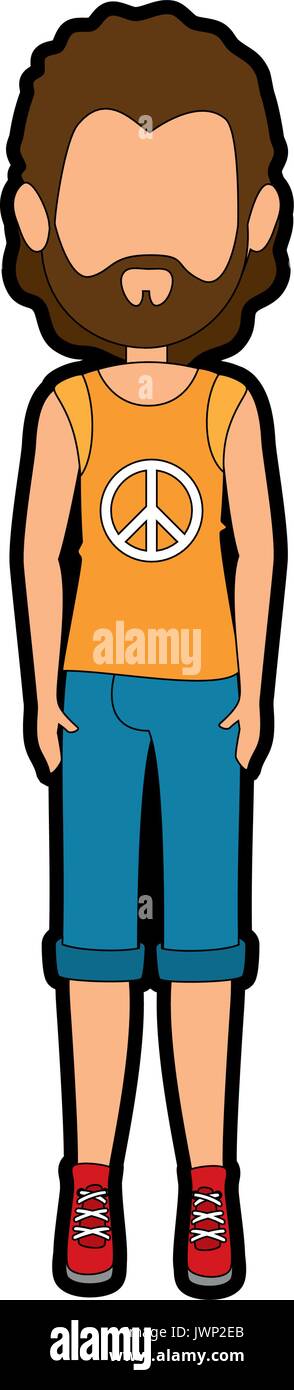 Hippie man cartoon icon vector illustration graphic design Stock Vector ...