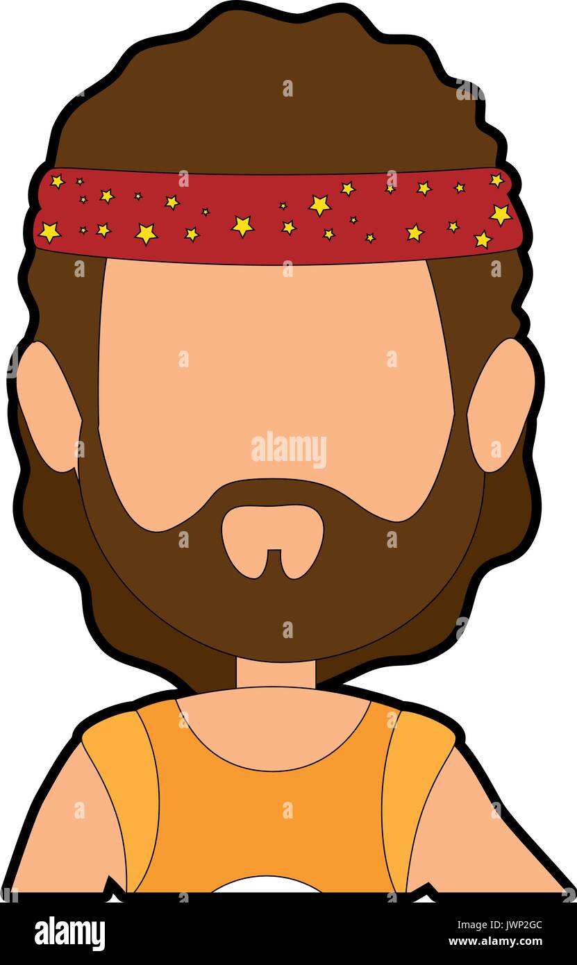 Hippie man cartoon icon vector illustration graphic design Stock Vector ...