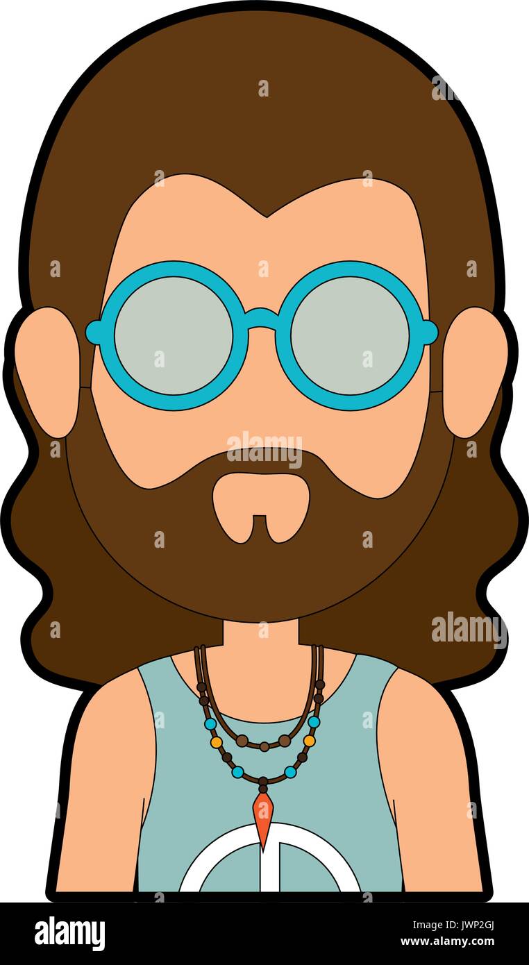 Hippie man cartoon icon vector illustration graphic design Stock Vector ...