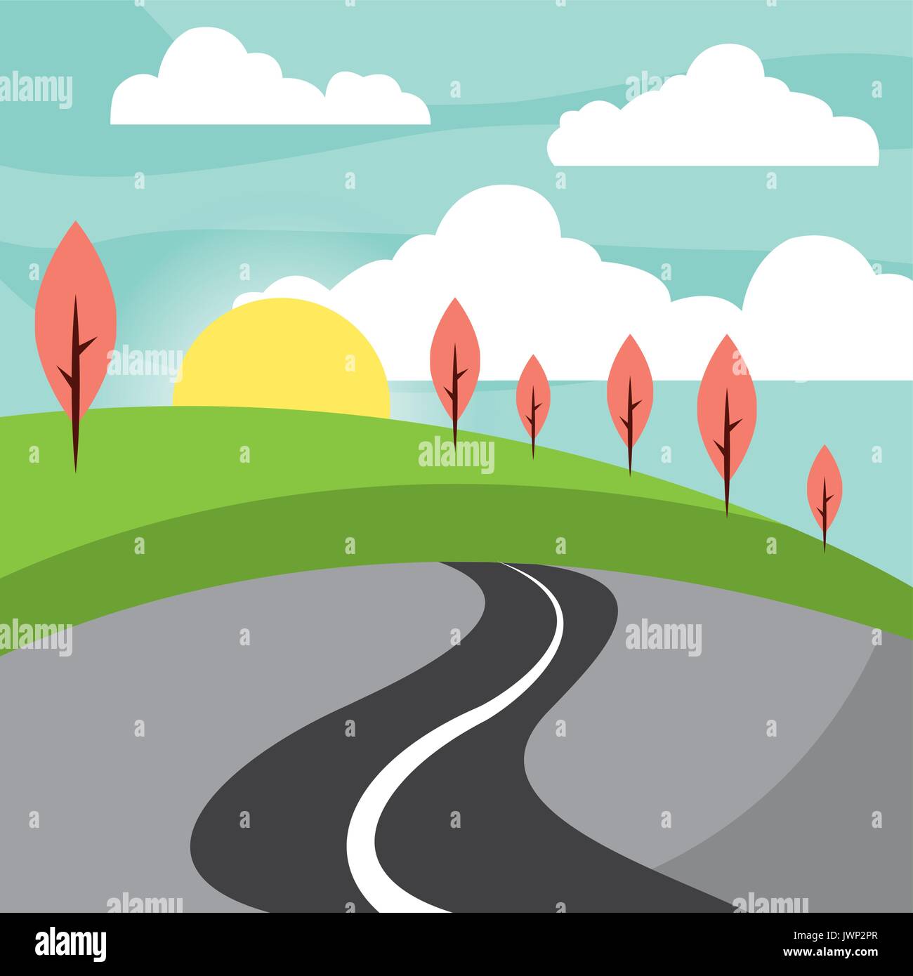 Warm landscape scenic scenery view Stock Vector Images - Alamy
