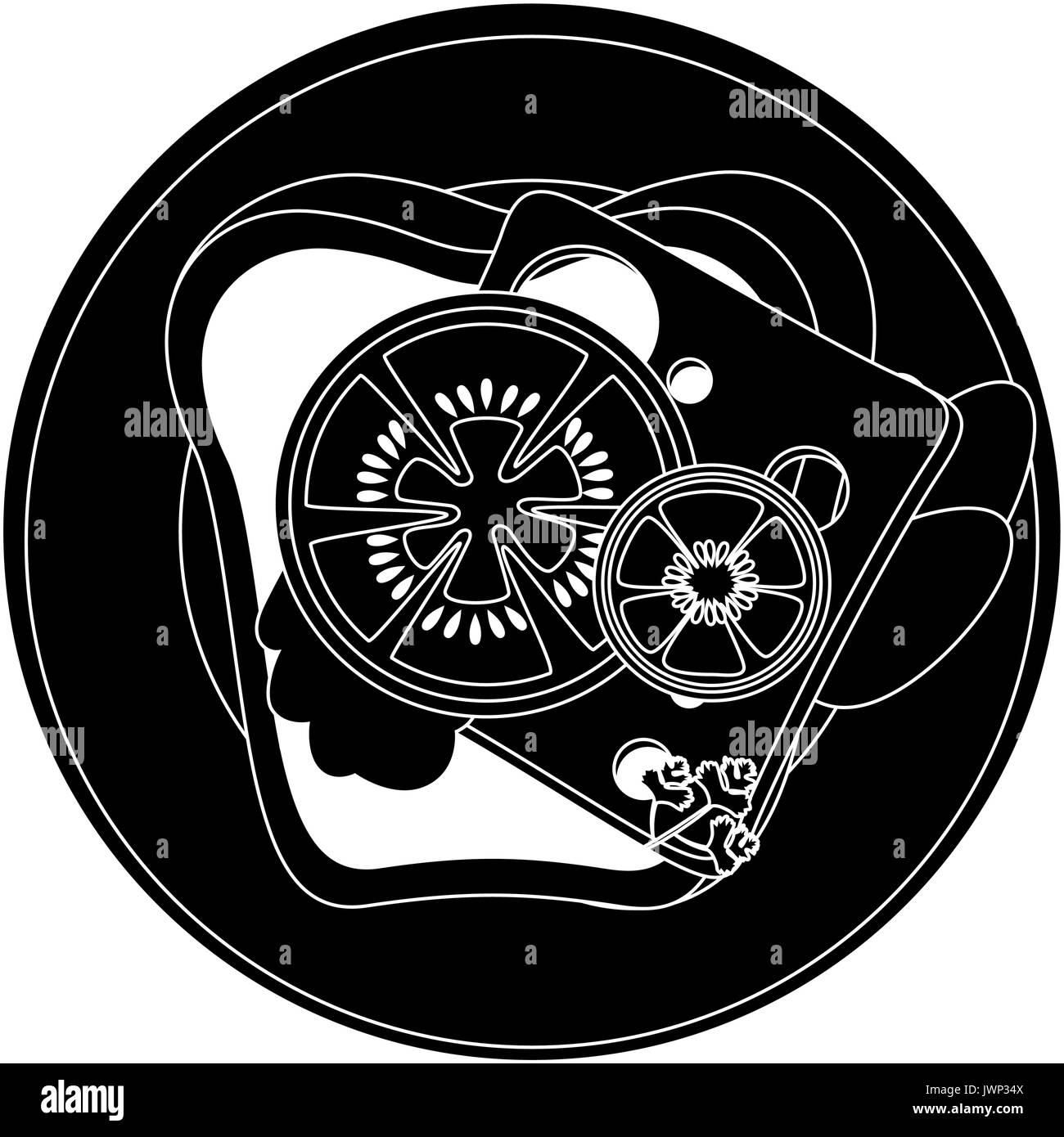 plate with breakfast food icon over white background vector ...
