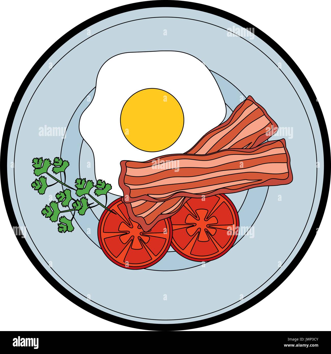 plate with breakfast food icon over white background vector ...