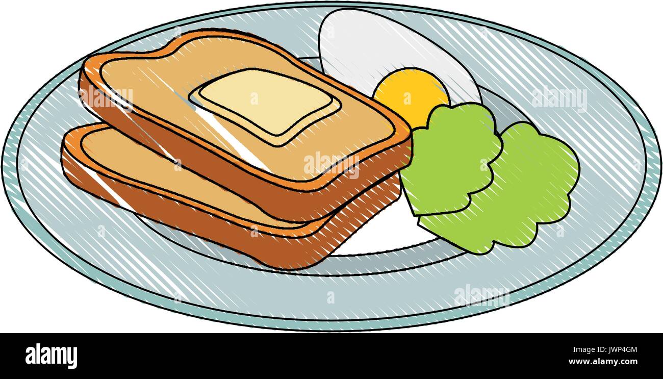 plate with breakfast food icon over white background vector ...