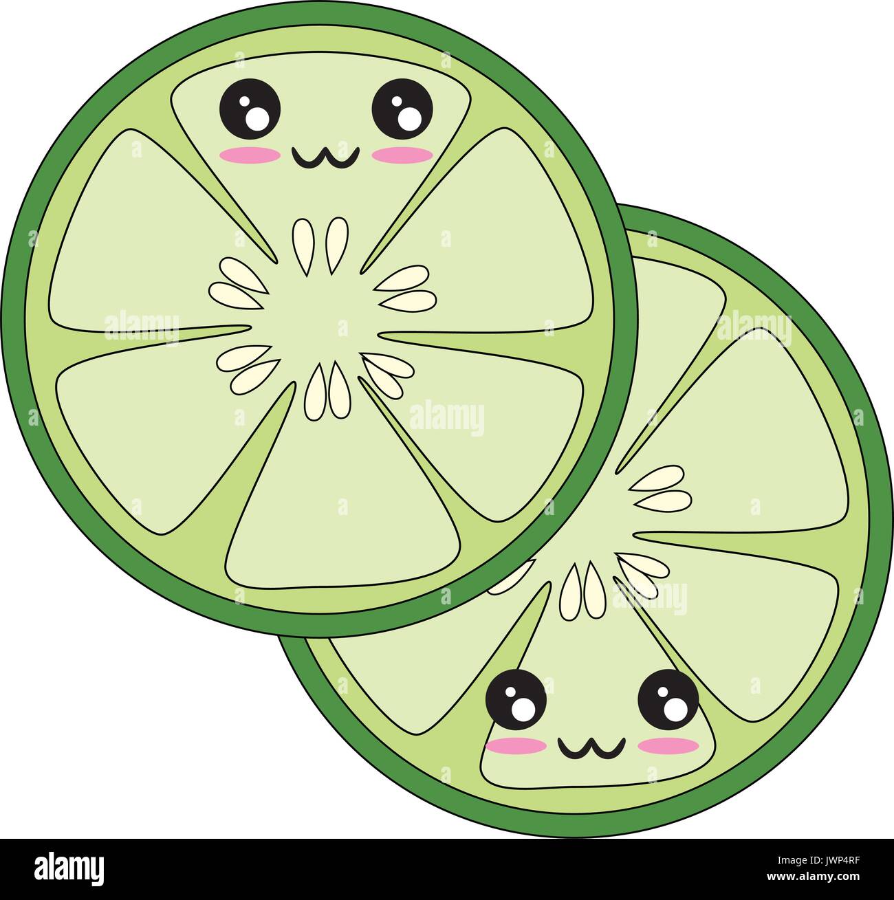 kawaii cucumber slice icon over white background vector illustration ...