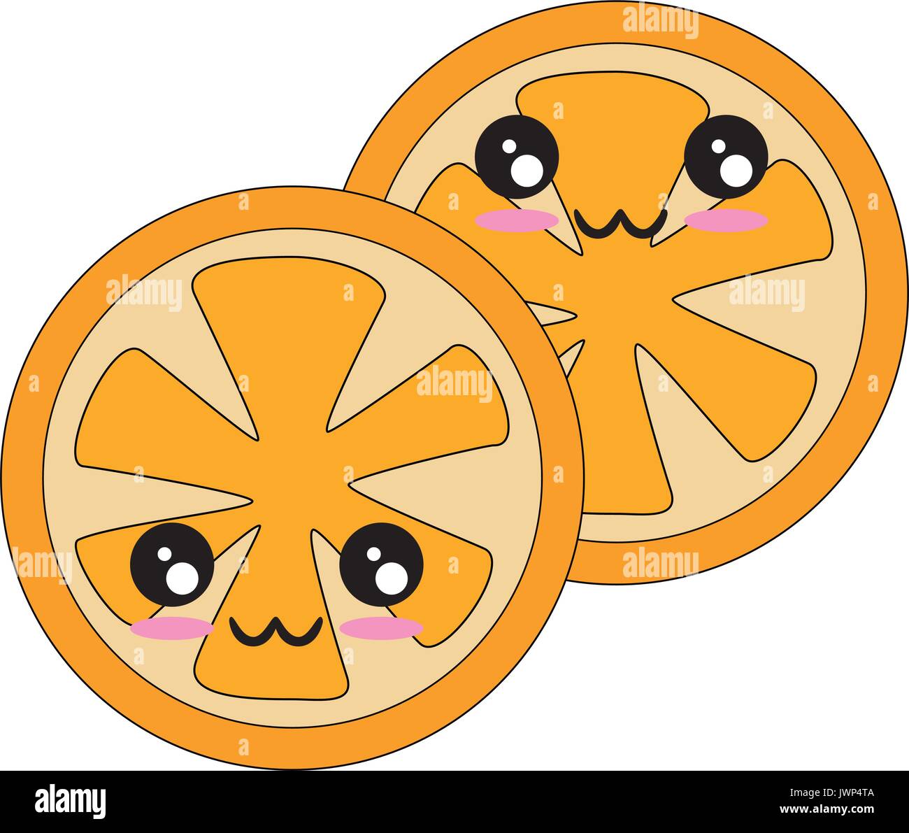 kawaii orange slice icon over white background vector illustration ...