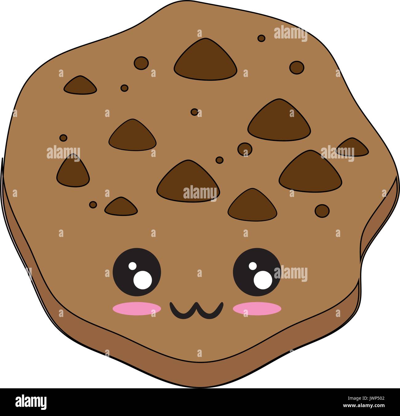 kawaii chocolate chips cookie icon over white background colorful ...