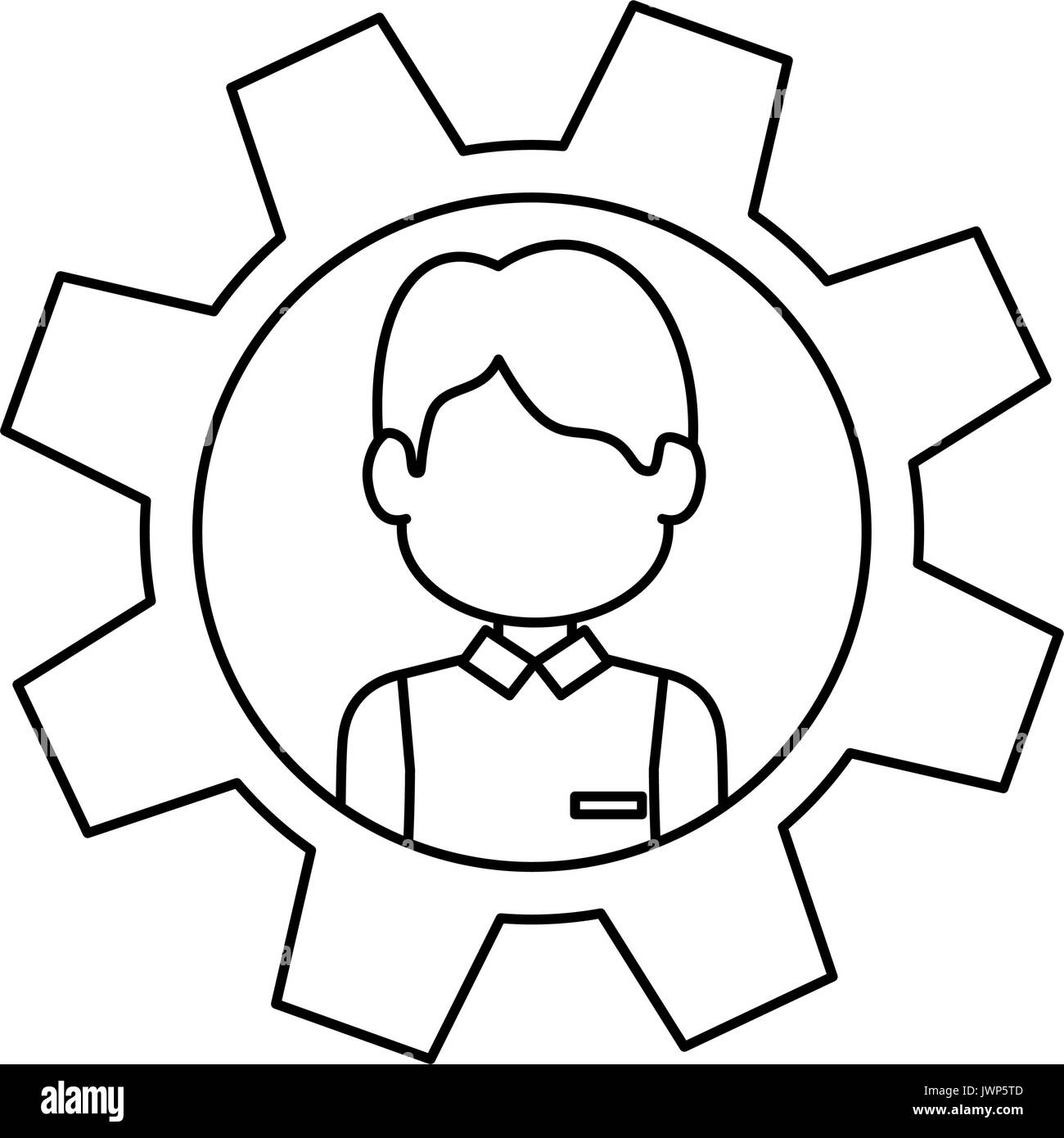 Person inside gear icon vector illustration graphic design Stock Vector ...