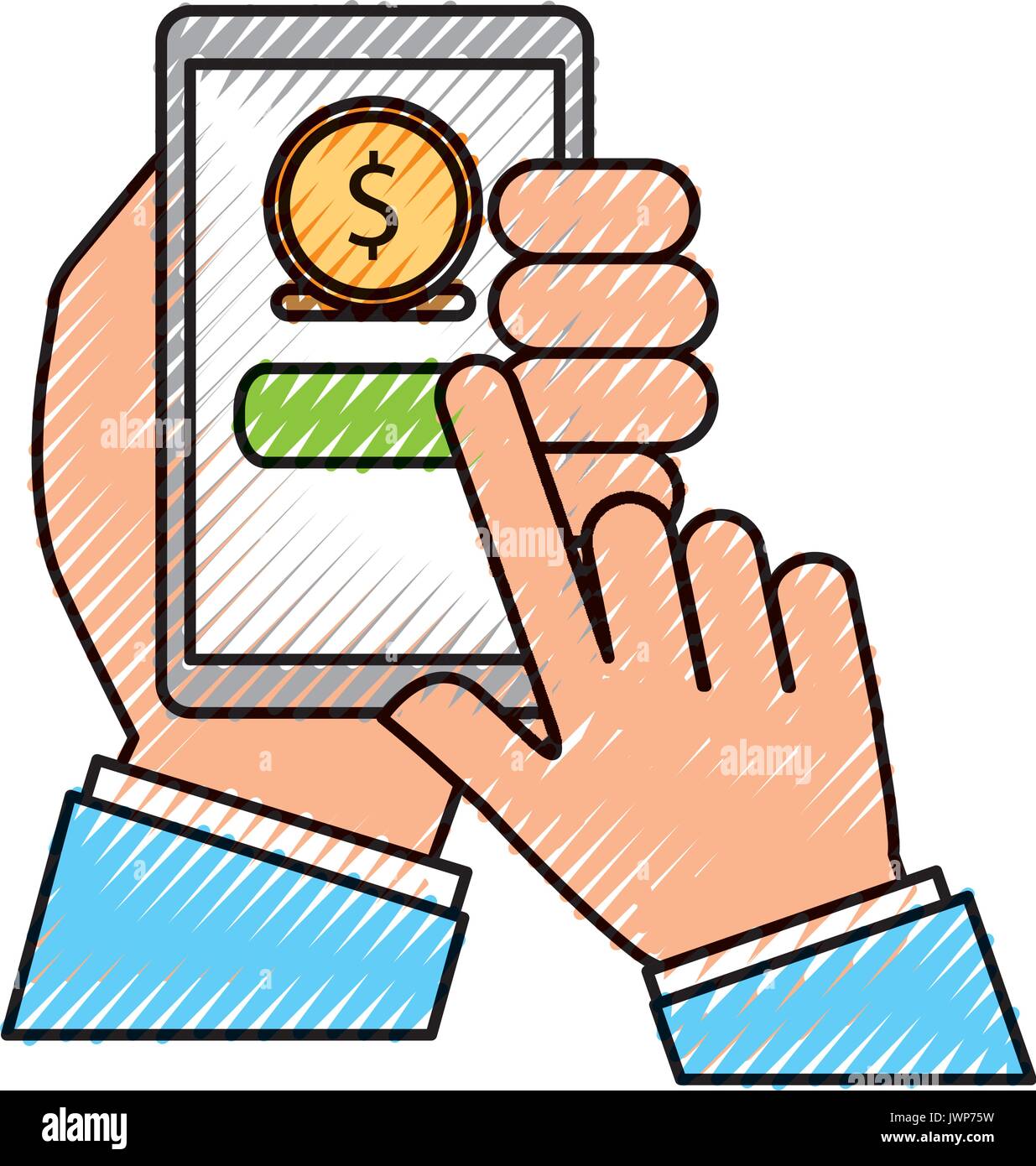 hand user with smartphone device isolated icon Stock Vector Image & Art ...