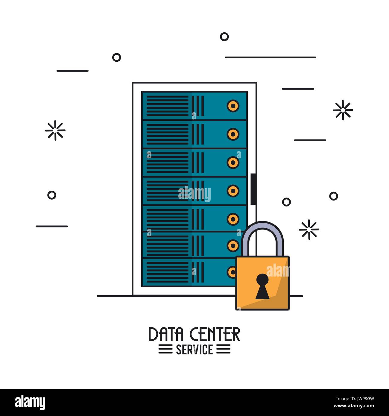 colorful poster of data center service with rack server secure Stock ...