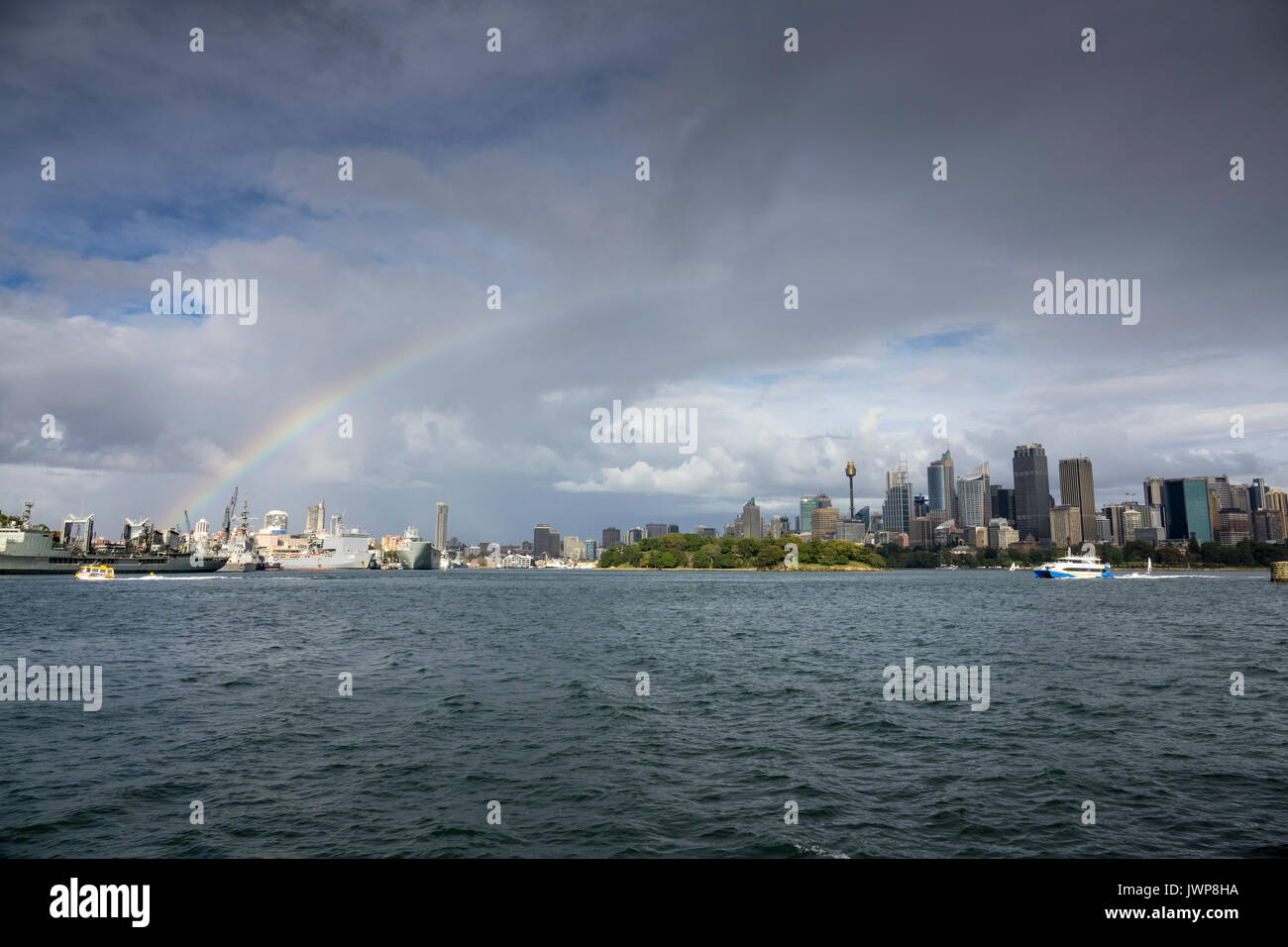 Rainbow over Sydney Harbour Stock Photo - Alamy