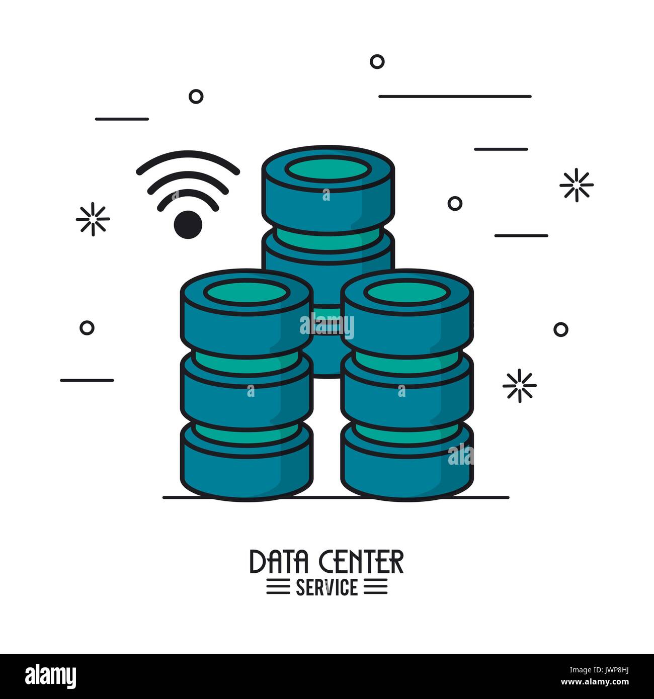 colorful poster of data center service with computer server icon and ...