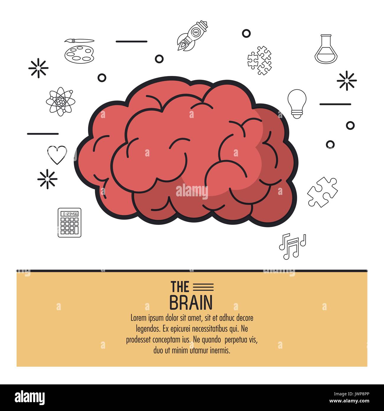 colorful poster the brain with monochrome icons in background Stock ...