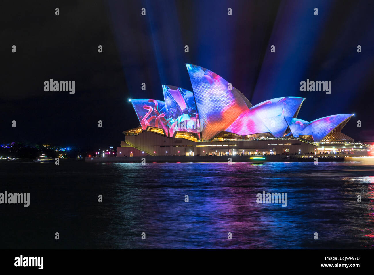 Light projections on the Sydney Opera House during Vivid Sydney Stock ...