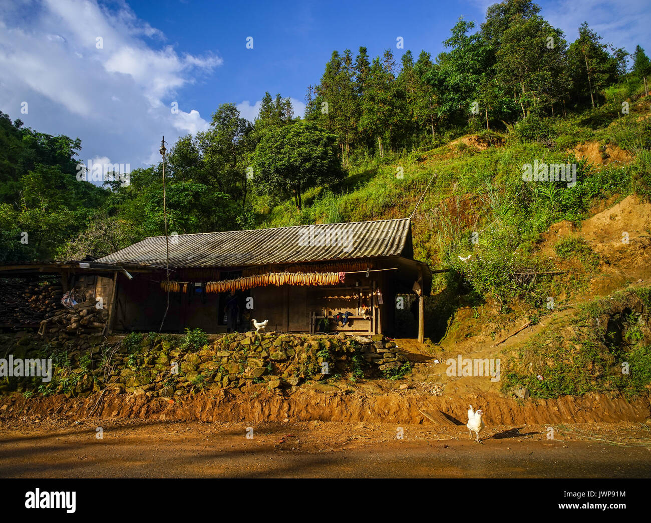 A rural house on mountain in Sapa, Northern Vietnam. Sa Pa has the ...