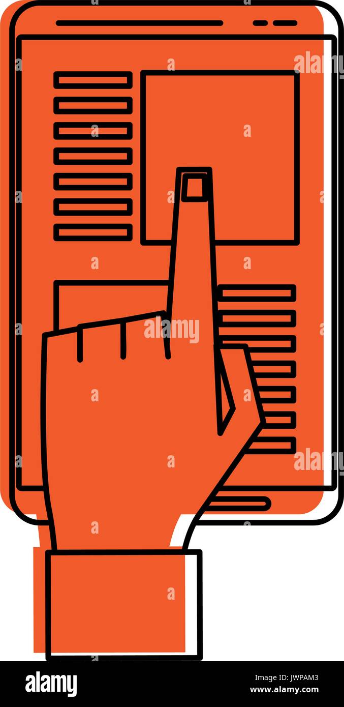 hand tapping with index finger smartphone with app page icon ima Stock ...