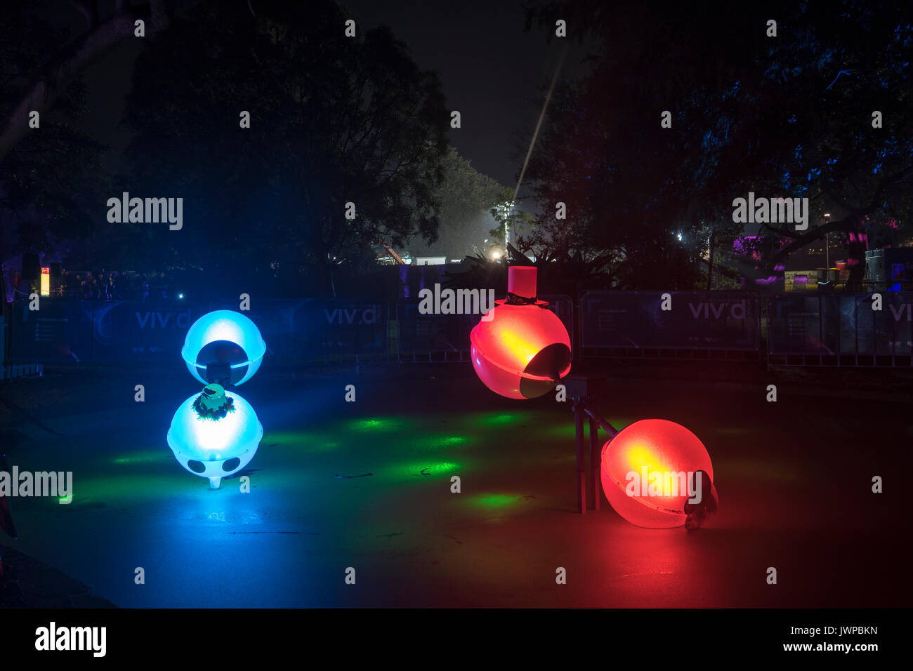 Two drinking birds at the 2017 Vivid light show in Sydney, Australia ...