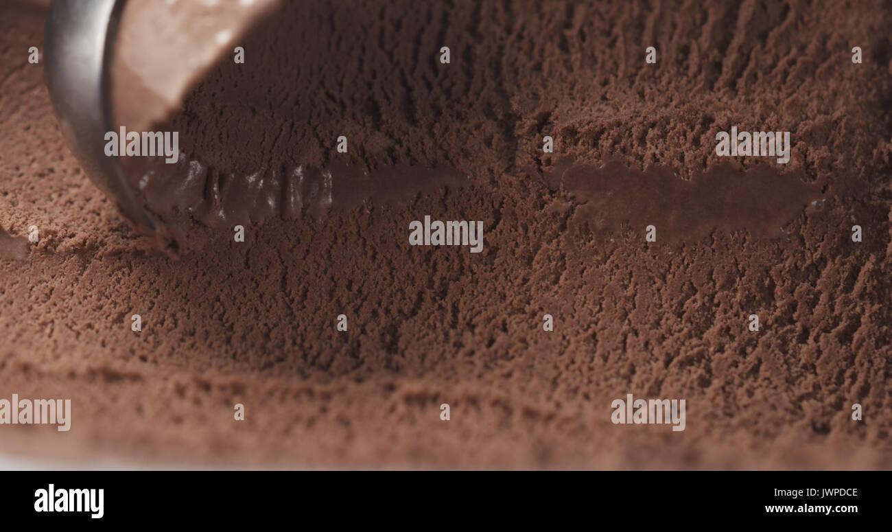 closeup scooping chocolate ice cream, wide photo Stock Photo - Alamy