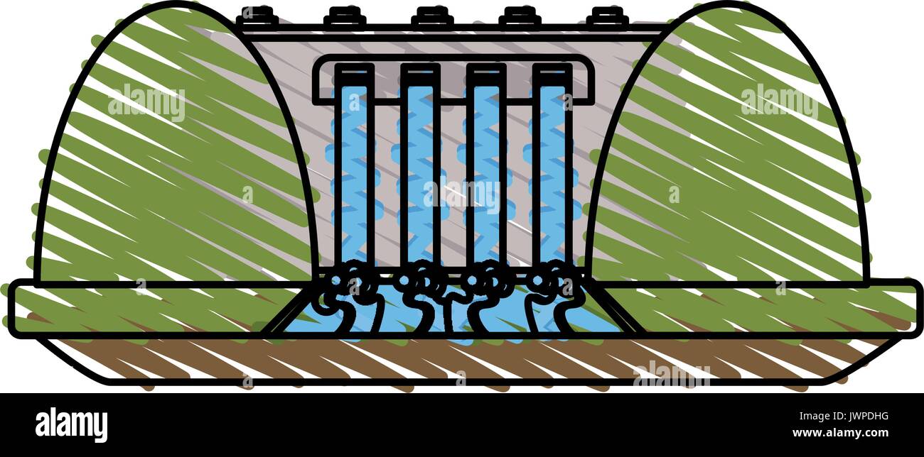 hydroelectric plant surrounded by trees icon image Stock Vector Image ...