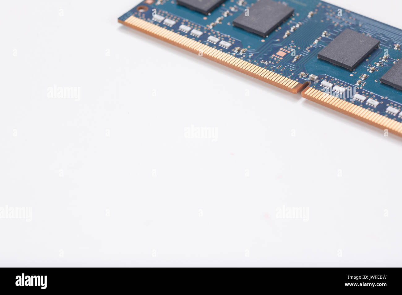 Internal laptop computer memory chip or circuitboard lying diagonally ...