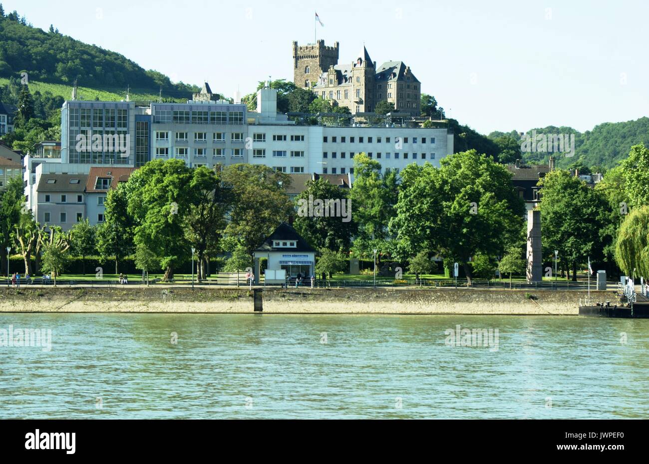 The town of Bingen with its castle in the background. Germany Stock ...