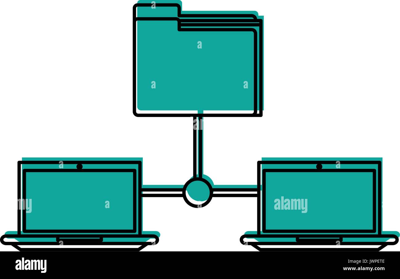 file folder shared with two computers icon image Stock Vector Image ...