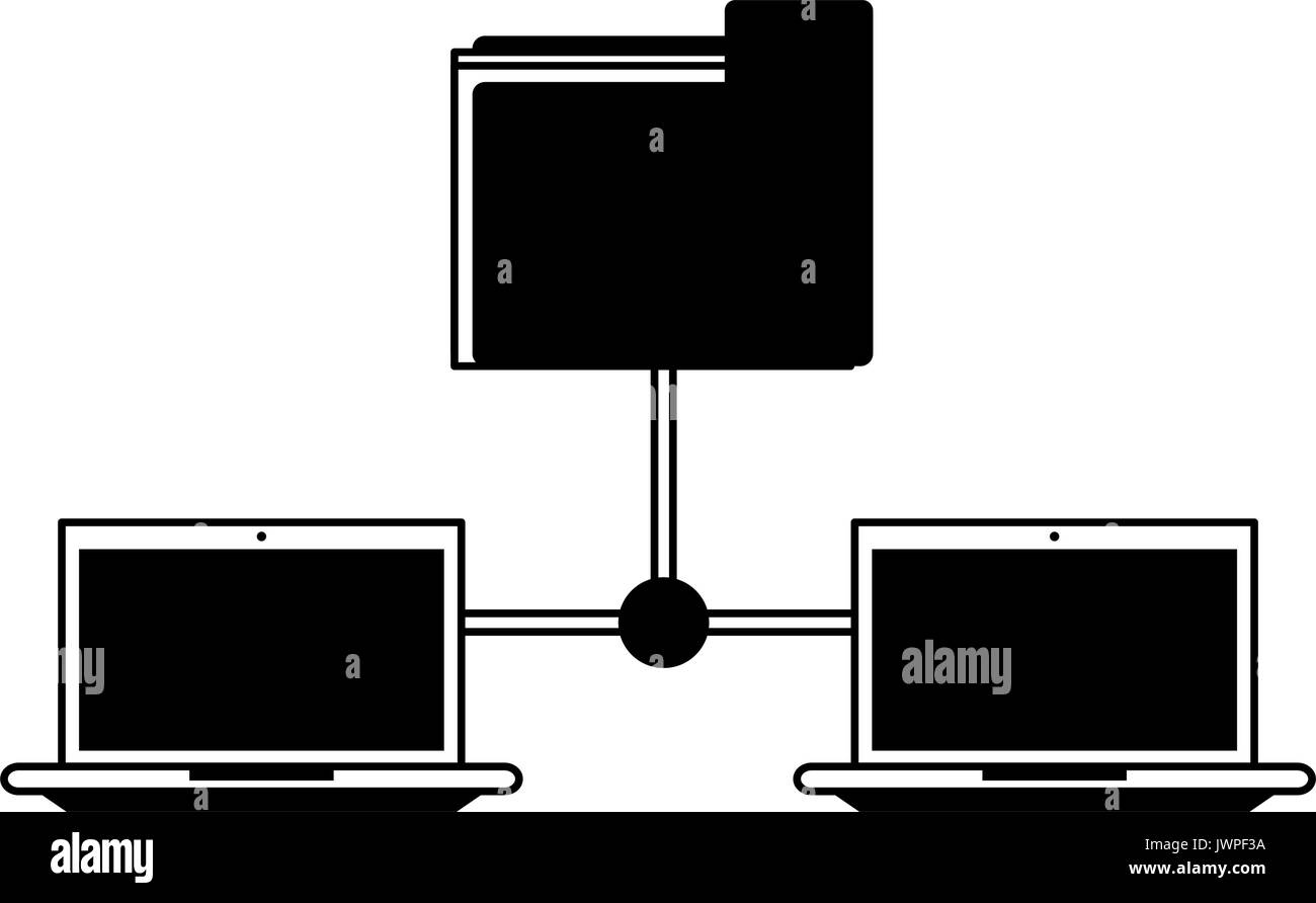 file folder shared with two computers icon image Stock Vector Image ...
