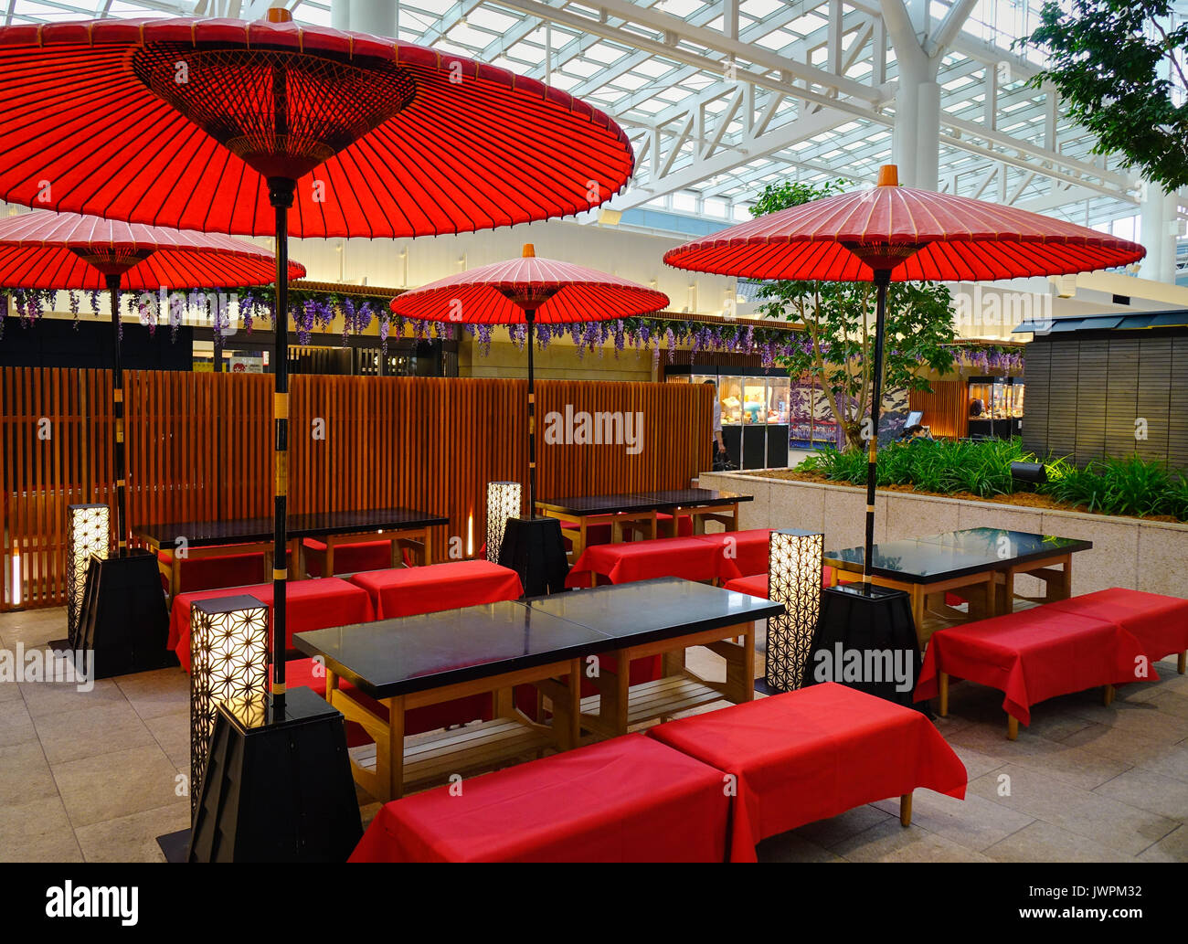 Tokyo, Japan - May 15, 2017. Coffee shop at Arrival Hall of Haneda ...