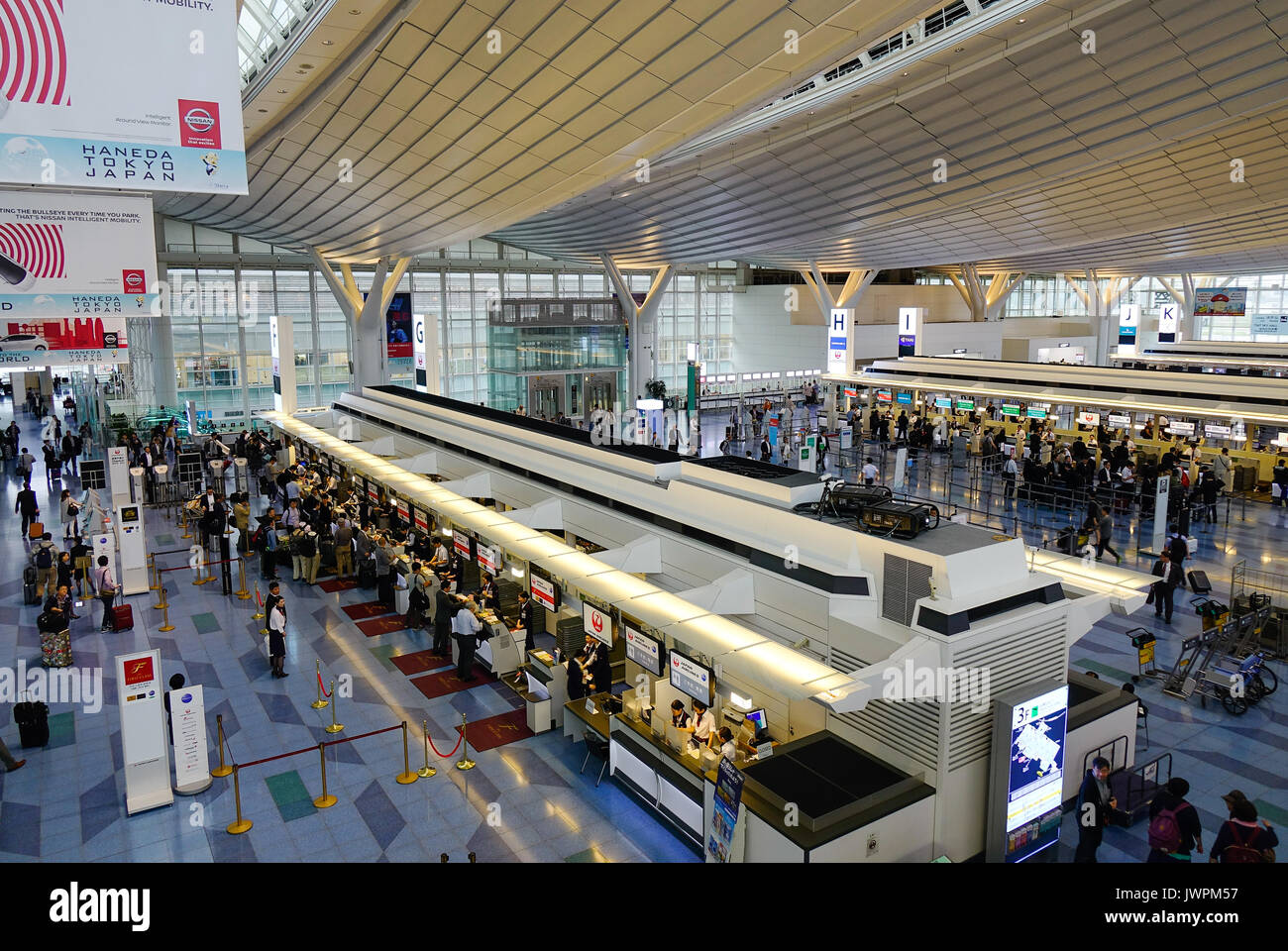 Tokyo, Japan - May 15, 2017. Interior of Departure Terminal of Haneda ...