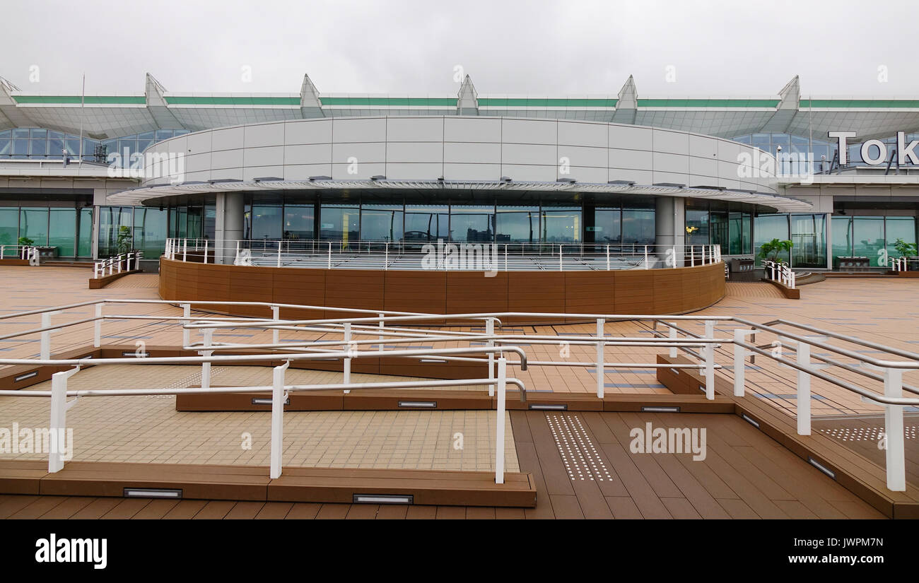 Tokyo, Japan - May 15, 2017. View Deck of Haneda International Airport ...