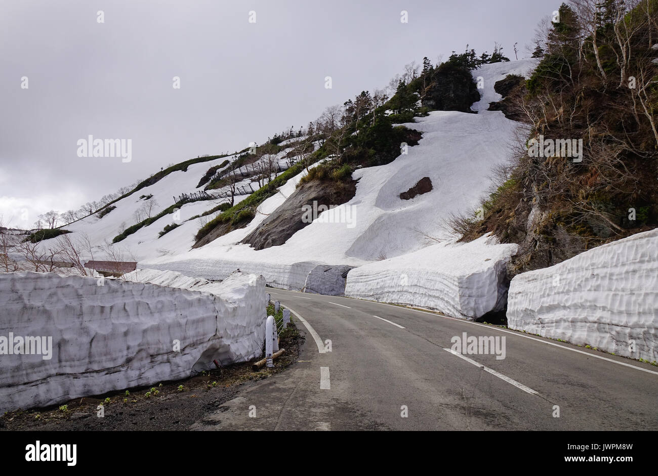 Hachimantai Aspite Line on Mount Iwate at misty day in Tohoku, Japan ...