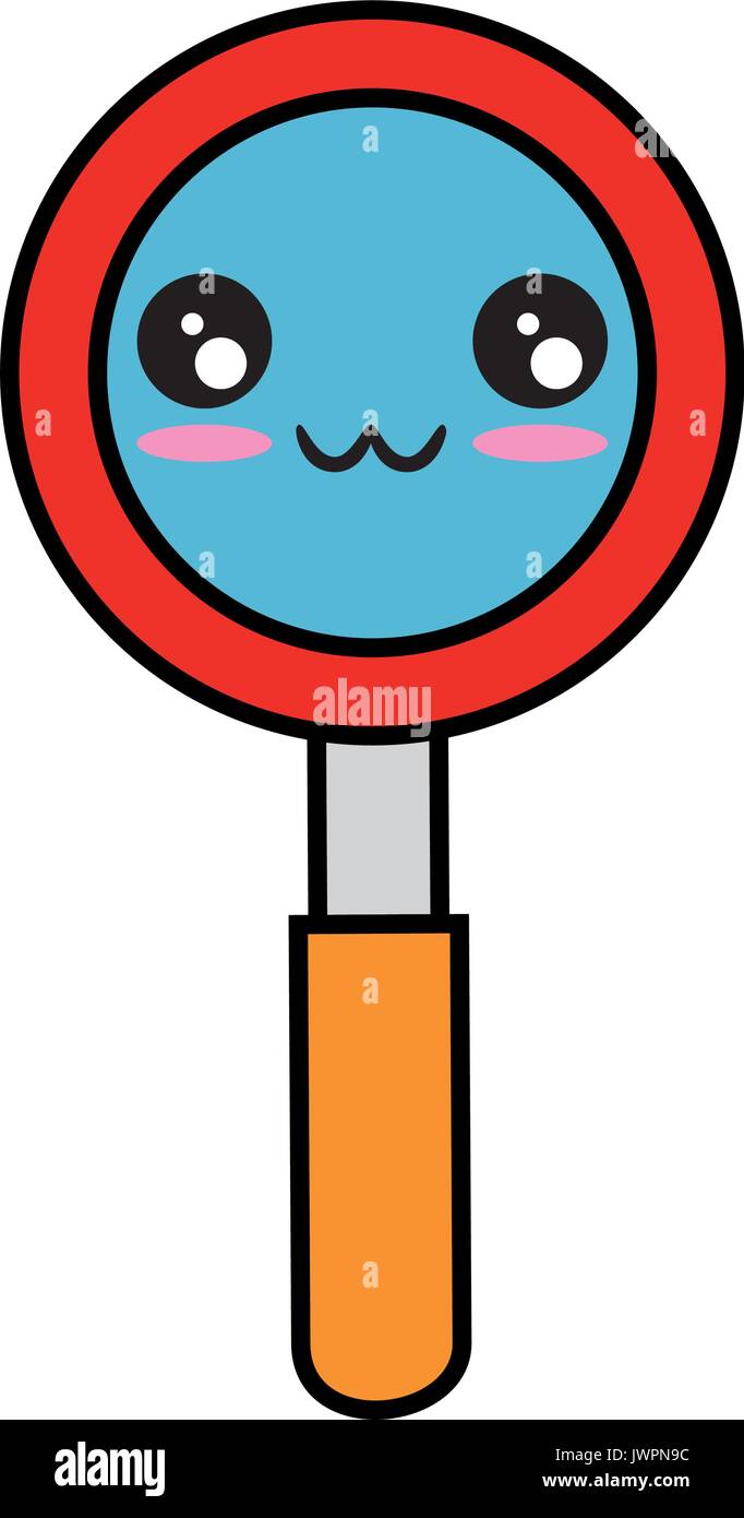 kawaii magnifying glass icon over white background vector illustration ...