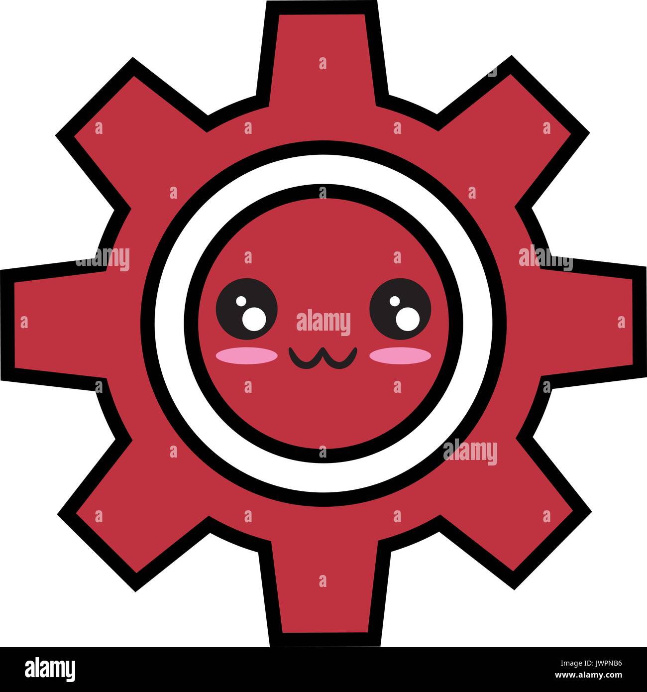 kawaii gear icon over white background vector illustration Stock Vector ...