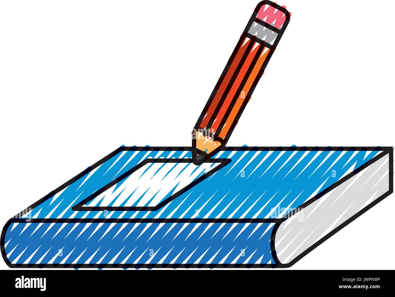 text book with pencil Stock Vector Image & Art - Alamy