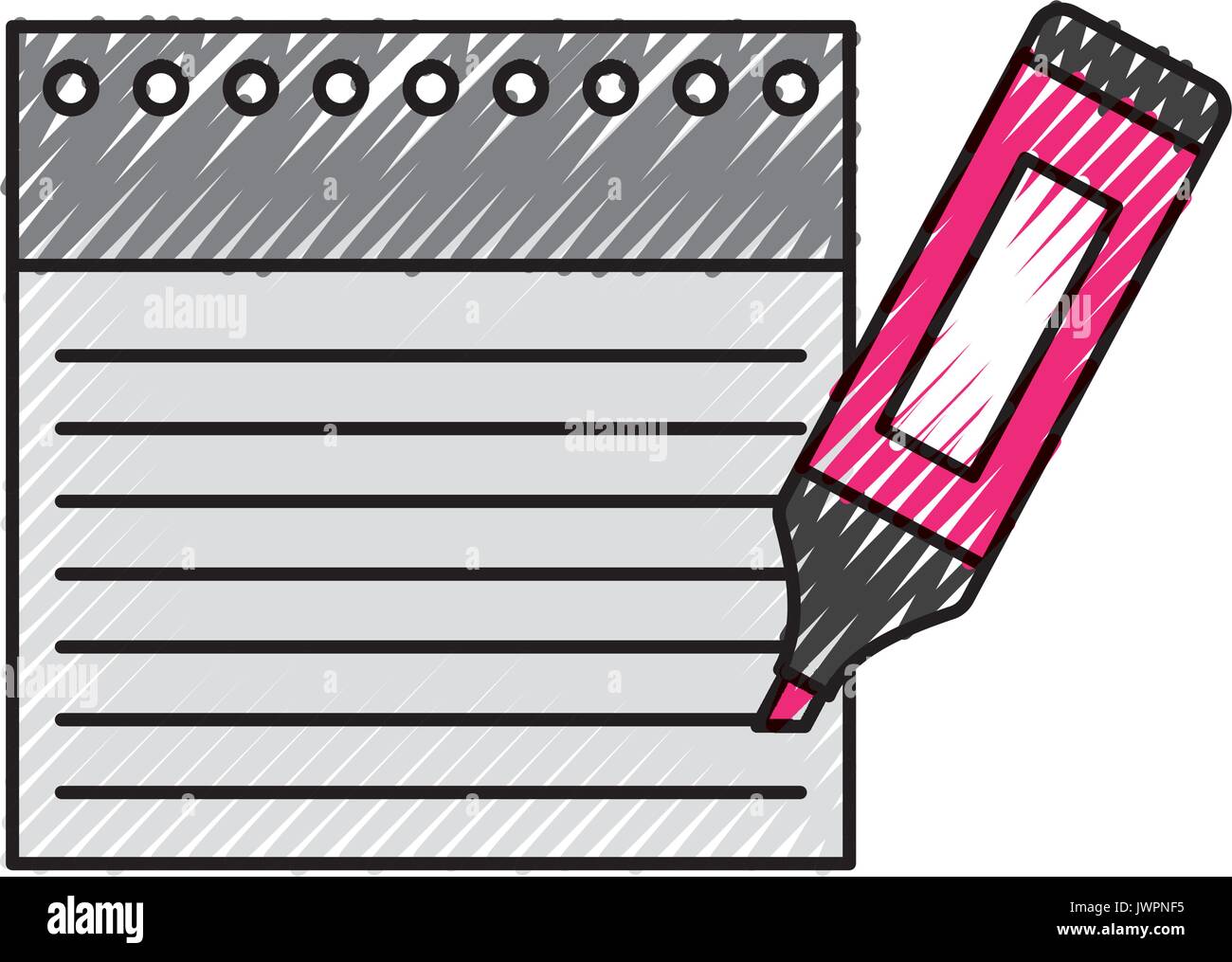 notebook sheet with highlighter pen Stock Vector Image & Art - Alamy
