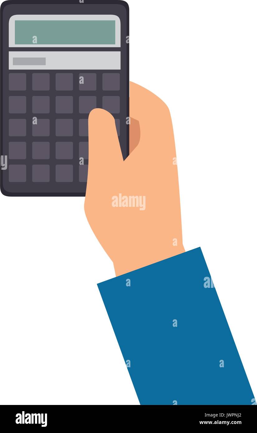 hand holding a calculator icon over white background vector ...