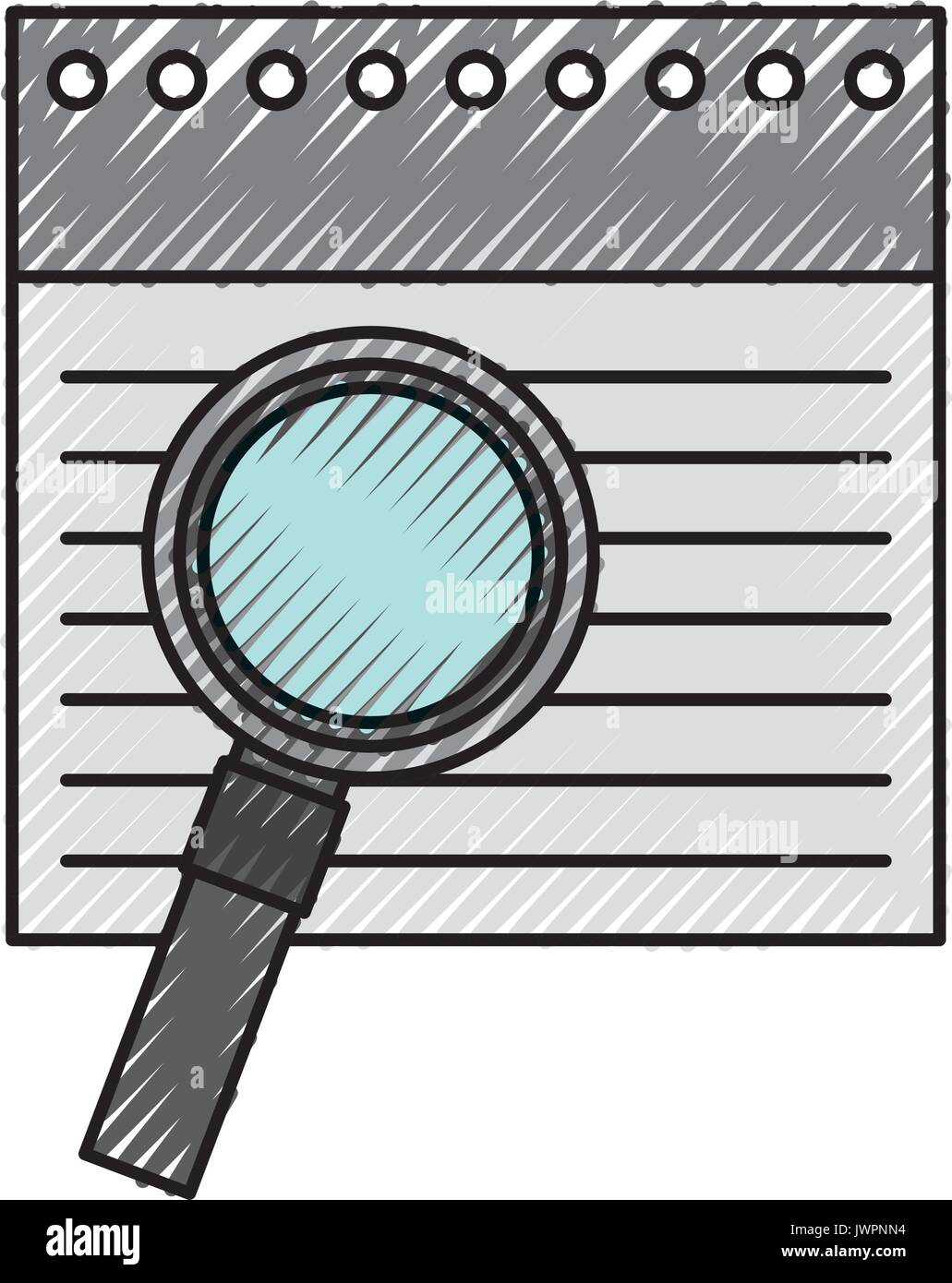 notebook sheet with magnifying glass Stock Vector Image & Art - Alamy