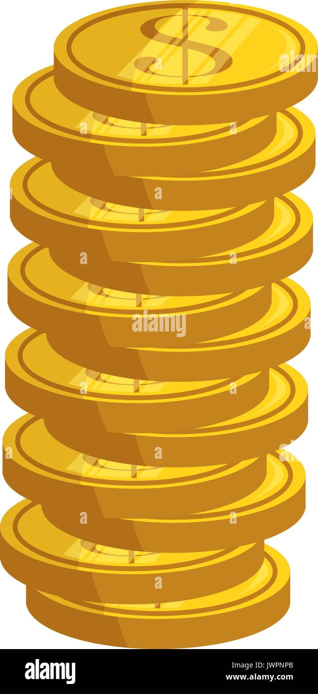 stack of money coins icon over white background vector illustration ...